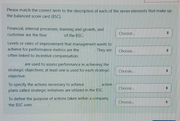 Solved Please match the correct term to the description of | Chegg.com