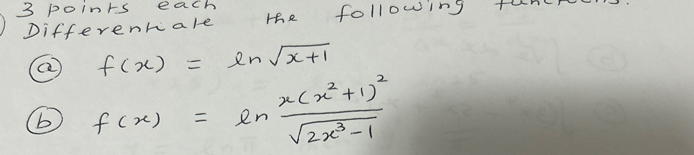 Solved 3 ﻿points eachDifferentiale the | Chegg.com