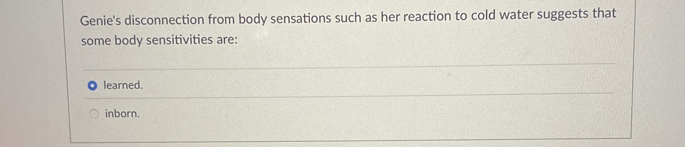 Solved Genie's disconnection from body sensations such as | Chegg.com