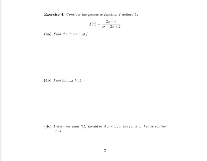 Solved Exercise 4. Consider the piecewise function f defined | Chegg.com