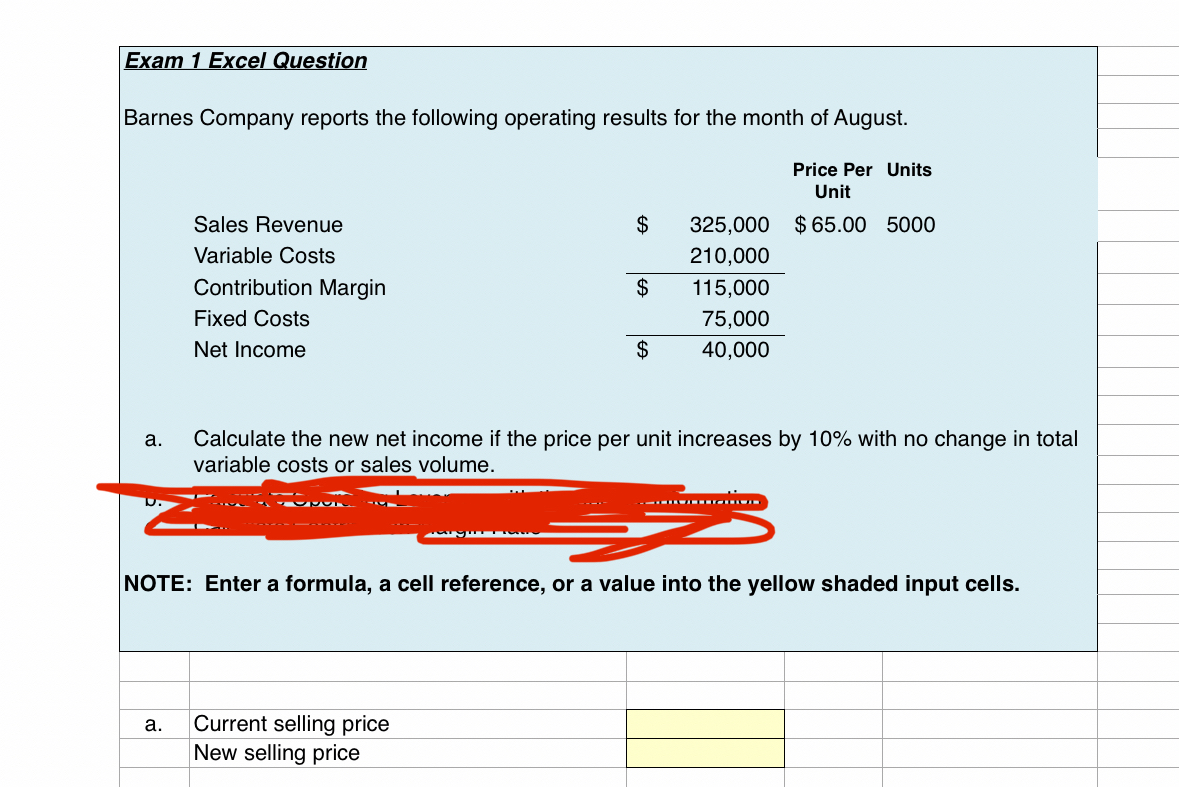 Solved Exam 1 ﻿Excel QuestionBarnes Company reports the | Chegg.com