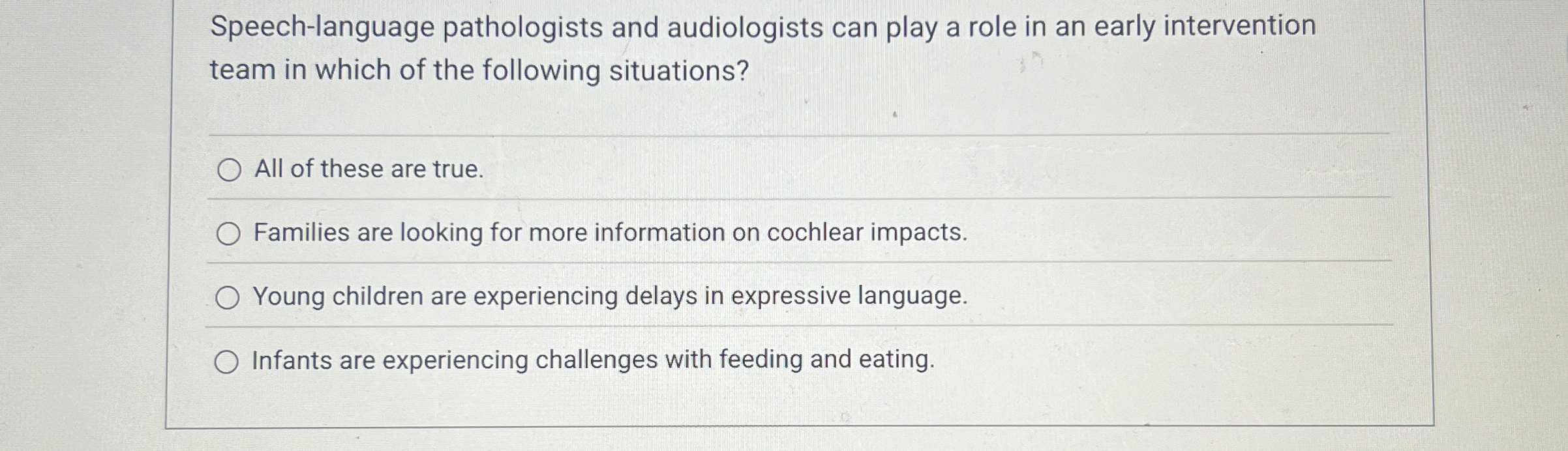Solved Speech-language pathologists and audiologists can | Chegg.com