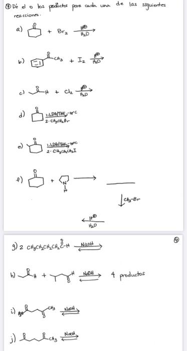 (1) D'e do los poobuctor pars cada una de las | Chegg.com