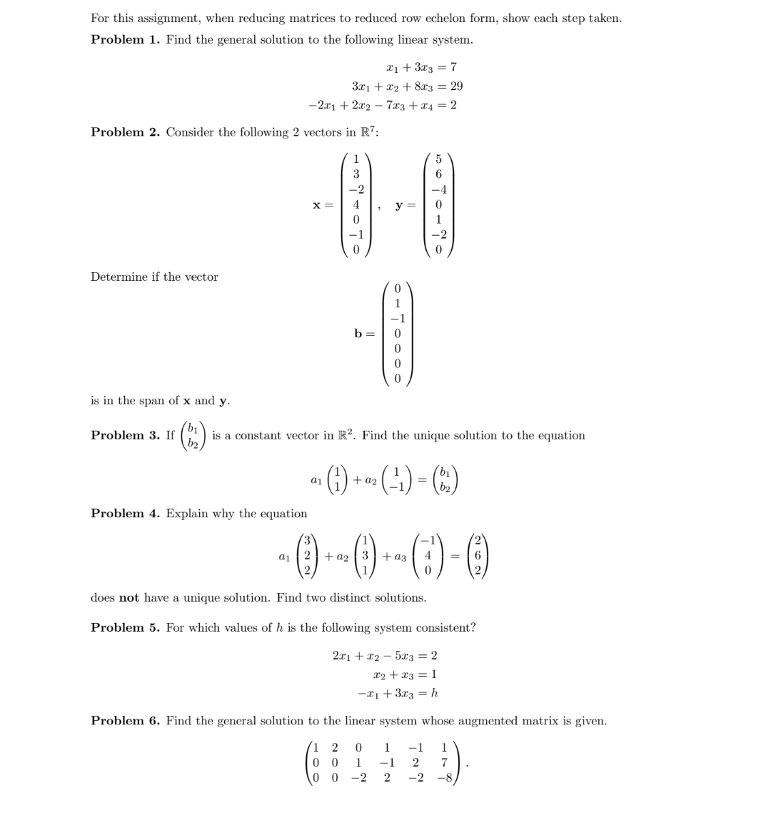 Solved For this assignment, when reducing matrices to | Chegg.com
