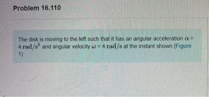 Solved Problem 16.110 The disk is moving to the left such | Chegg.com