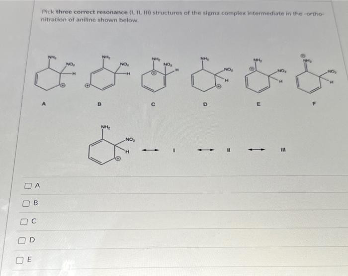 Solved Pick three correct resonance (1,11,111) structures of | Chegg.com