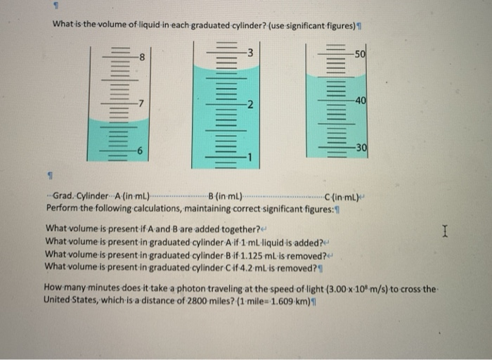 Solved 5 What is the volume of liquid in each graduated | Chegg.com