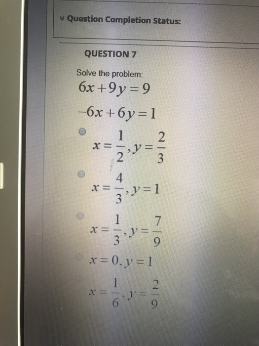 Solved Question Completion Status: QUESTION 7 Solve the | Chegg.com