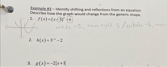 Solved Example #3 - Identify shifting and reflections from | Chegg.com