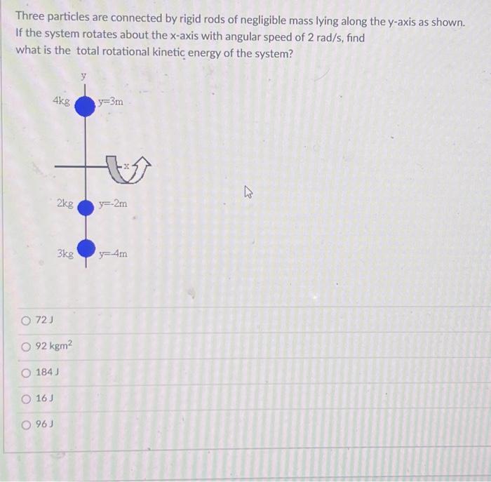 Solved Three particles are connected by rigid rods of | Chegg.com