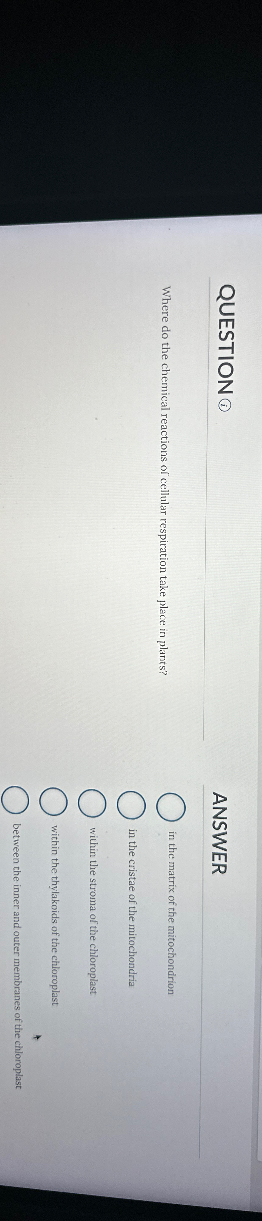 Solved QUESTION (i)Where do the chemical reactions of | Chegg.com