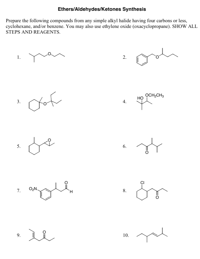 Solved Ethers/Aldehydes/Ketones Synthesis- ﻿please show all | Chegg.com