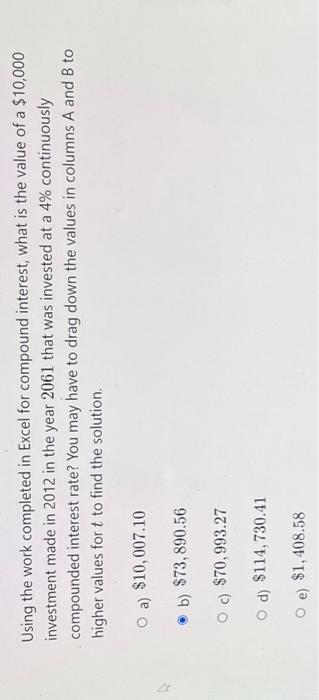 Solved Using The Work Completed In Excel For Compound Chegg