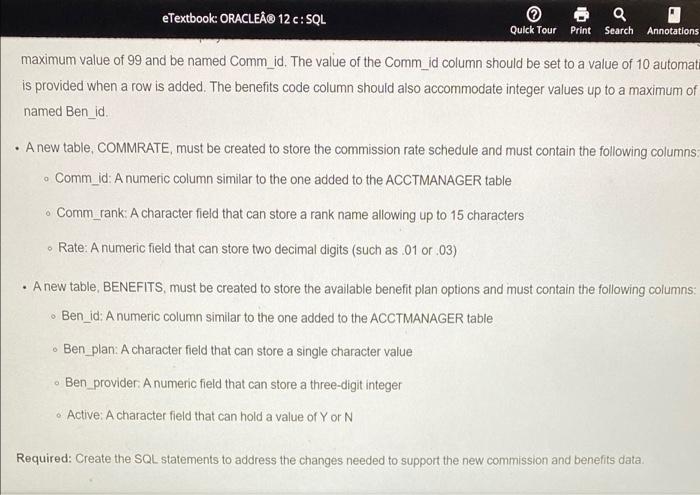 Solved eTextbook: ORACLEÅⓇ 12c:SQL Quick Tour Print Search | Chegg.com