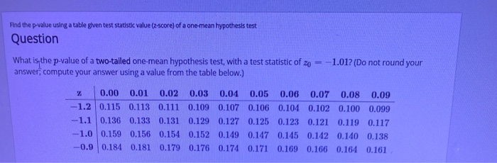 Solved Find the p-value using a table given test statistic | Chegg.com