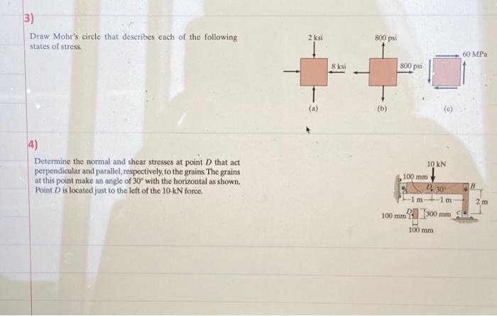 Solved Draw Mohr's circle that describes each of the | Chegg.com