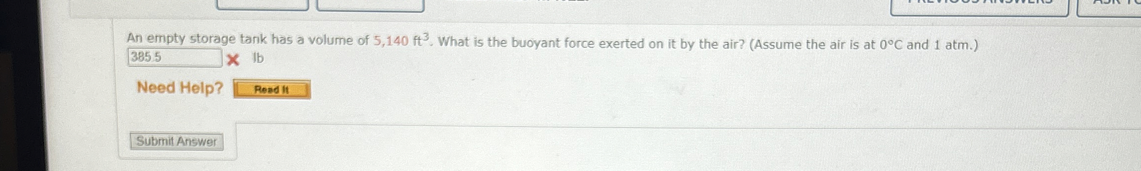 Solved An empty storage tank has a volume of 5,140ft3. ﻿What | Chegg.com