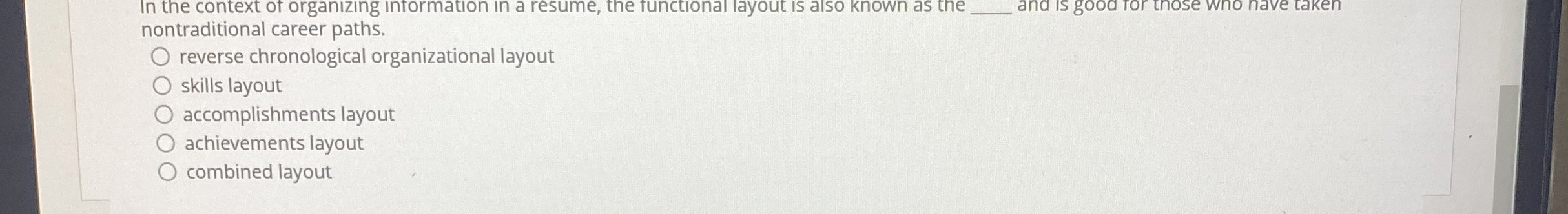 Solved In the context of organizing information in a resume, | Chegg.com