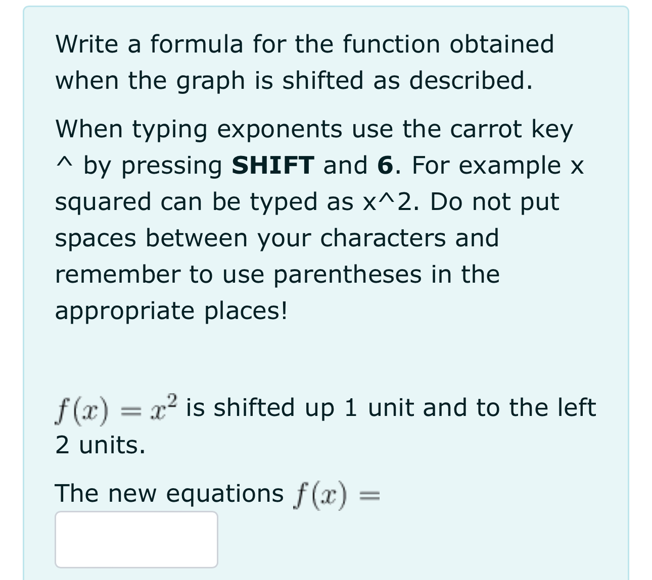 Solved Write a formula for the function obtained when the | Chegg.com