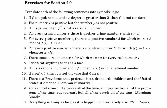 Solved Exercises for Section 2.9 Translate each of the | Chegg.com