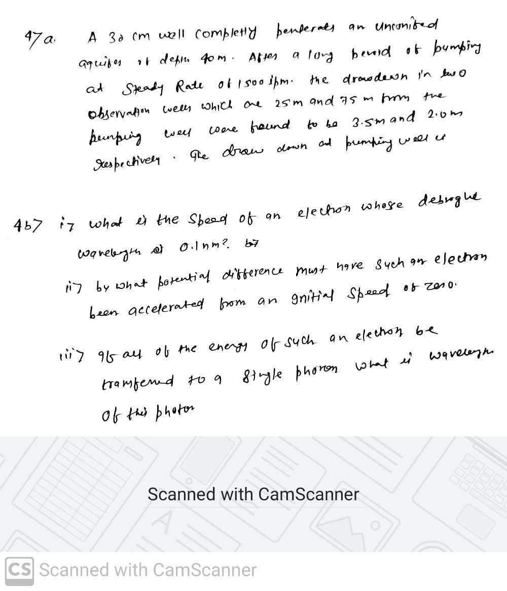 Solved 47a A 30 cm well completty benterats an unconited | Chegg.com