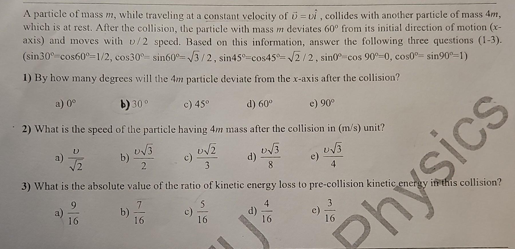 Solved A particle of mass m, while traveling at a constant | Chegg.com