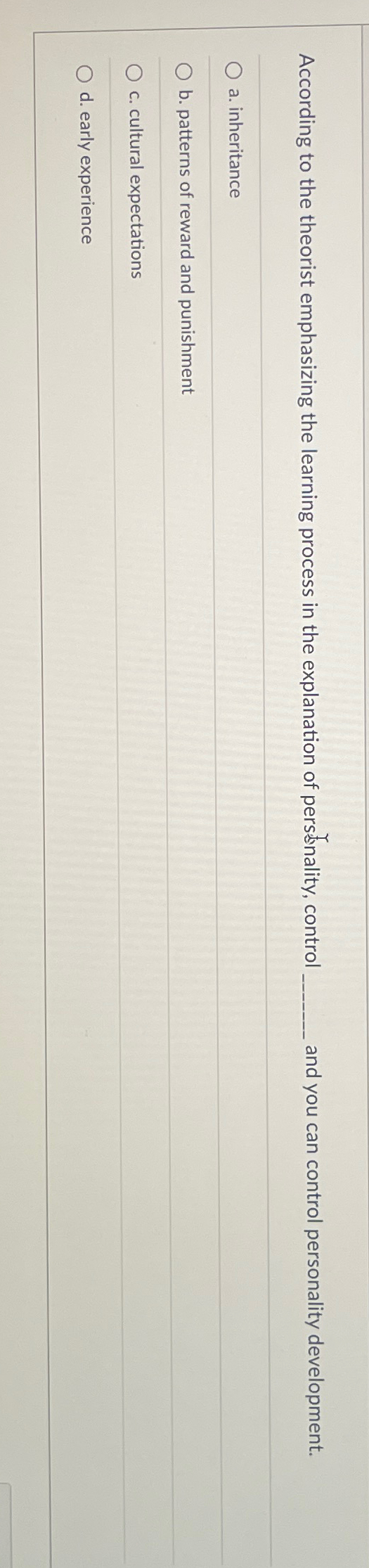 Solved According to the theorist emphasizing the learning | Chegg.com