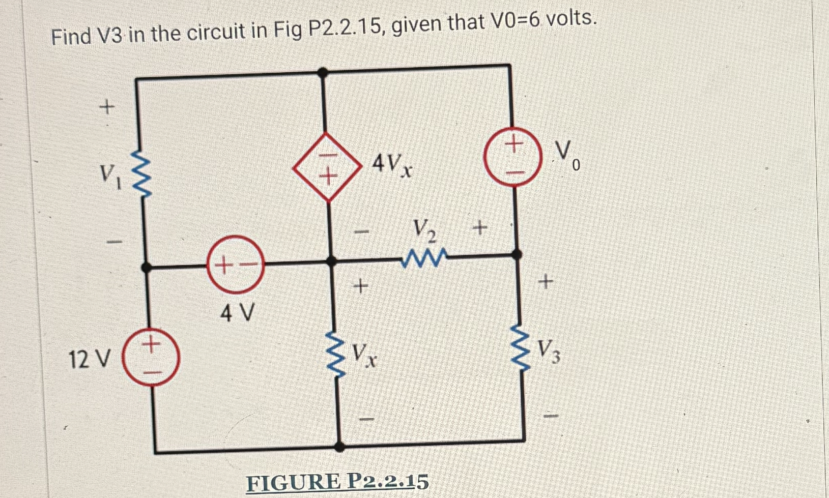 Solved Find V3 ﻿in the circuit in Fig P2.2.15, ﻿given that | Chegg.com