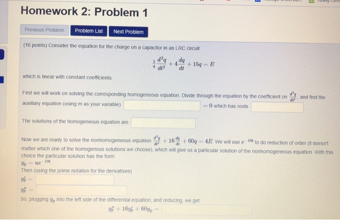 Solved Homework 2: Problem 1 Previous Problem Problem List | Chegg.com