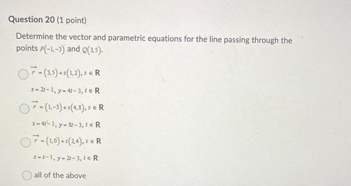 Solved Determine the vector and parametric equations for the | Chegg.com
