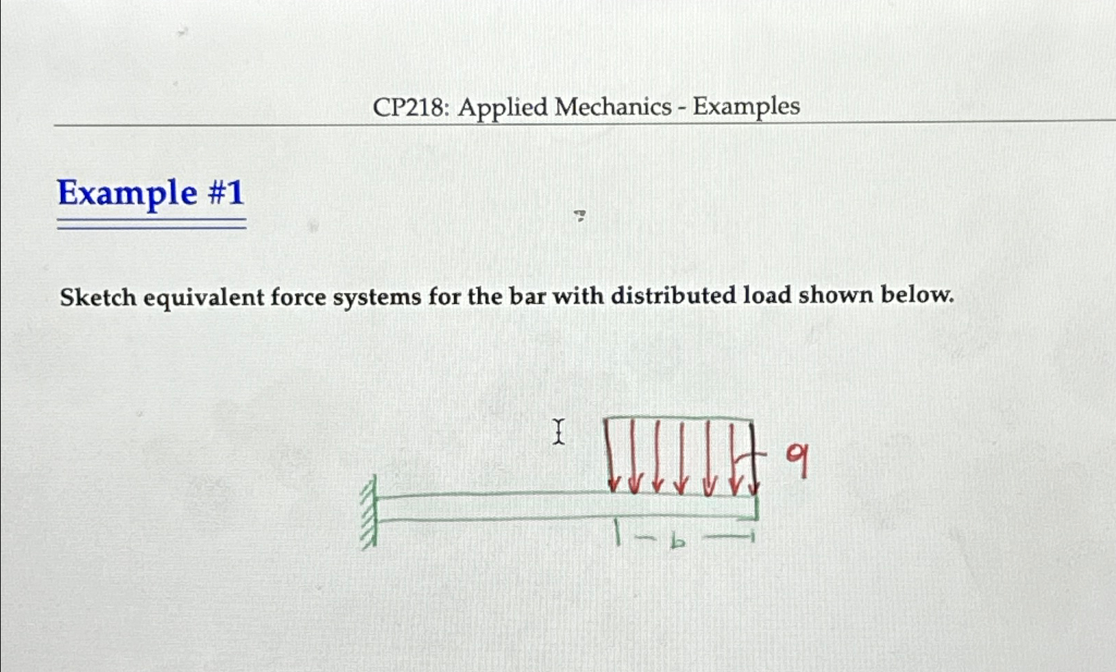 Solved CP218: Applied Mechanics - ﻿ExamplesExample #1Sketch | Chegg.com