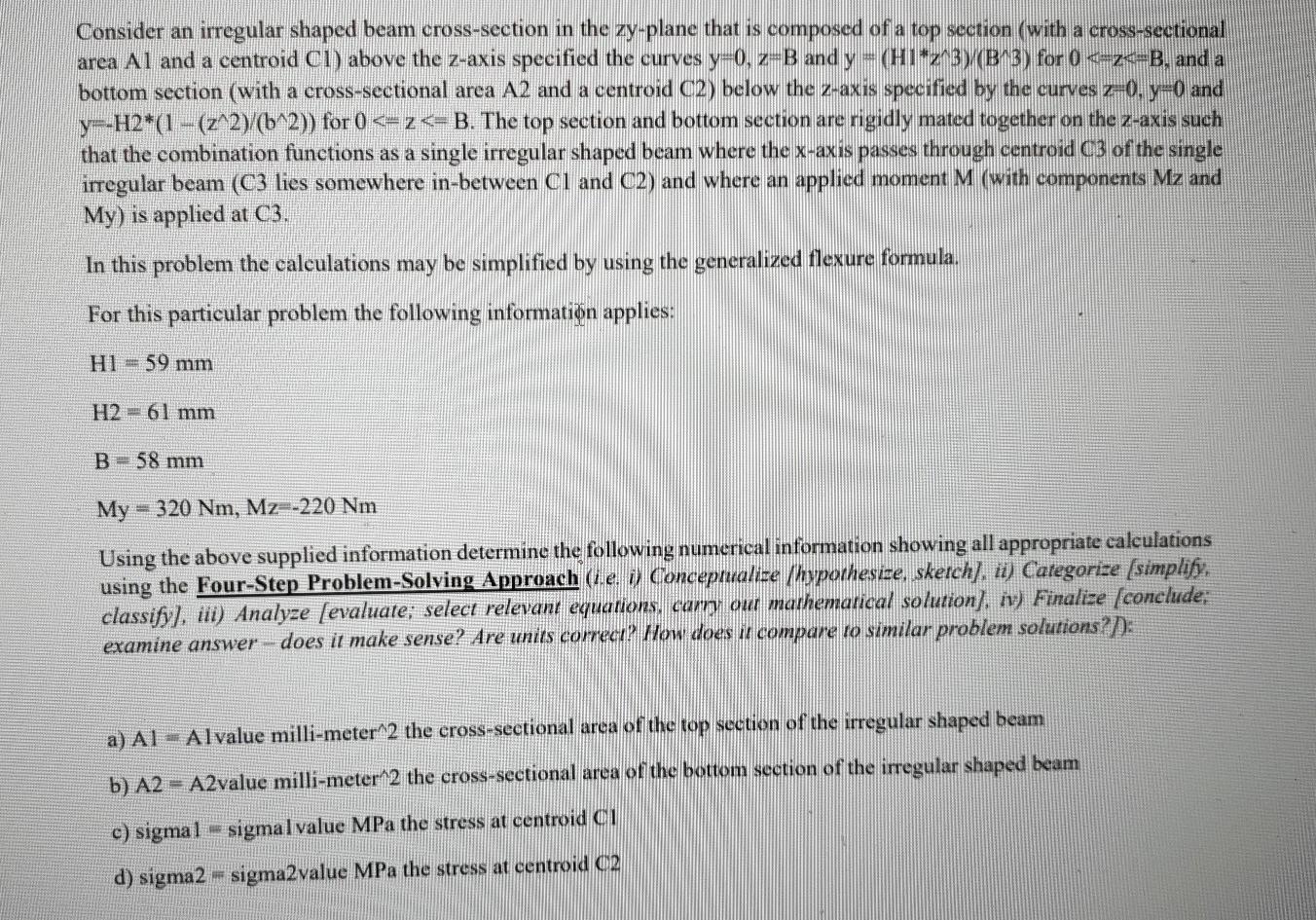 Solved Consider an irregular shaped beam cross-section in | Chegg.com
