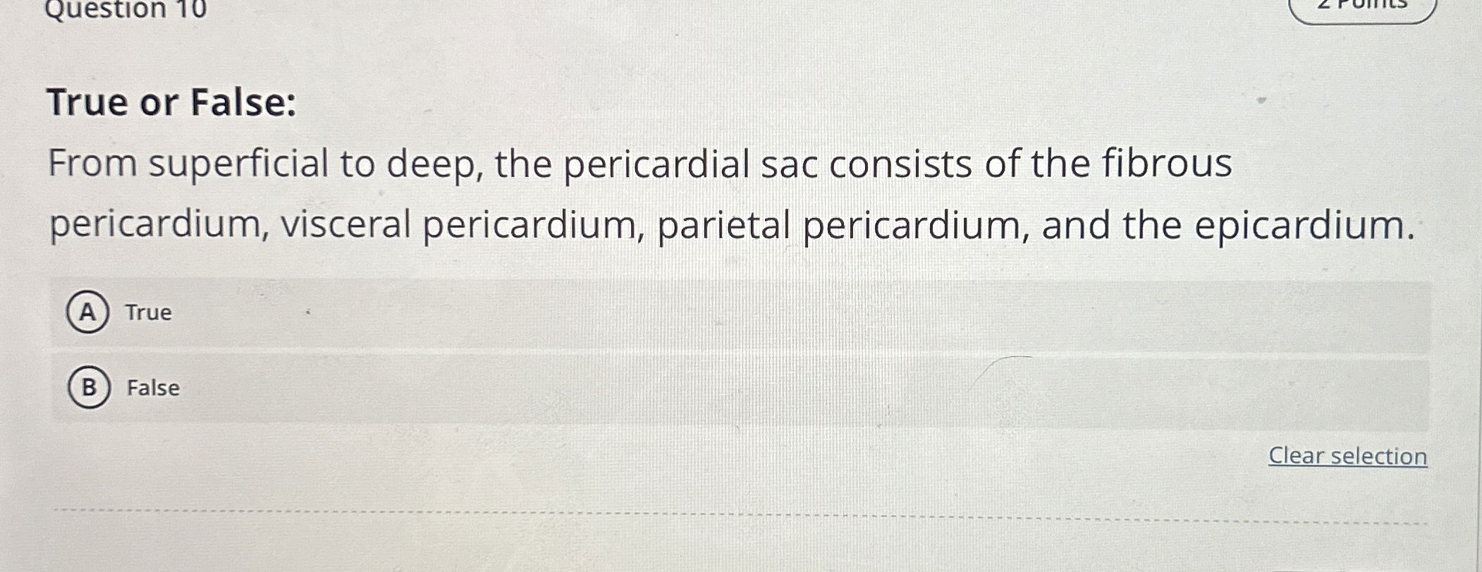 Solved Question 10True or False:From superficial to deep, | Chegg.com