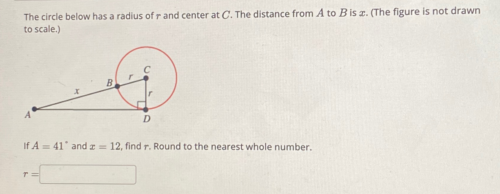 Solved The circle below has a radius of r ﻿and center at C. | Chegg.com