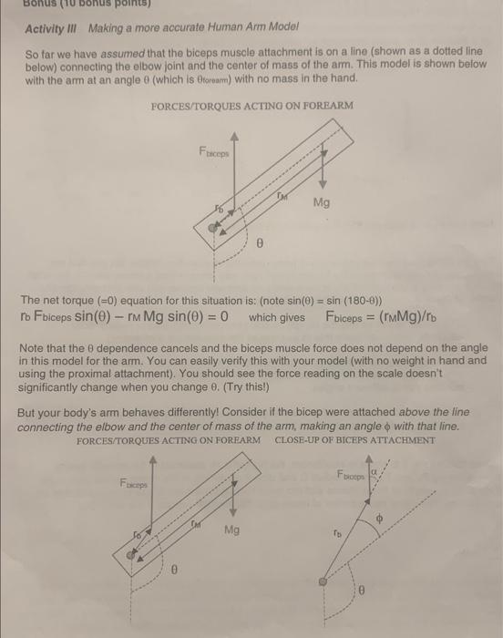 Solved Activity III Making a more accurate Human Arm Model | Chegg.com