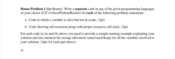 Solved Bonus Problem 1 [6pt Bonus] Write a separate code in | Chegg.com
