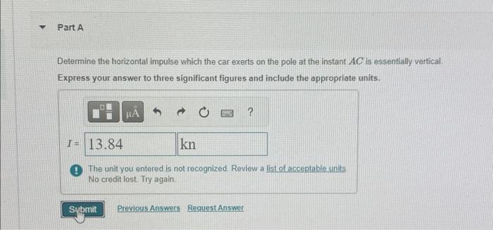 Solved The car strikes the side of a light pole, which is | Chegg.com