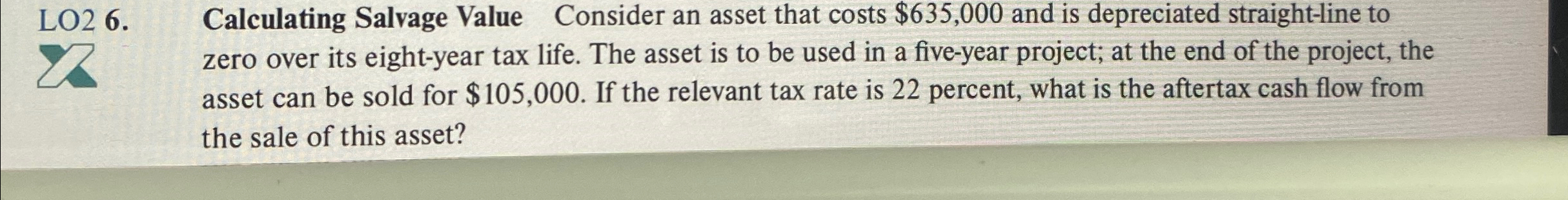 Solved LO2 6. ﻿Calculating Salvage Value Consider an asset | Chegg.com