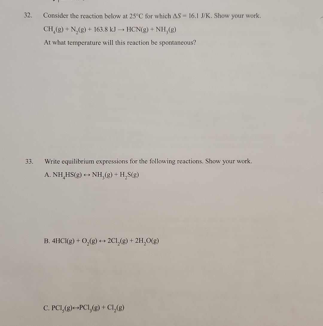 Solved 32. Consider the reaction below at 25∘C for which | Chegg.com