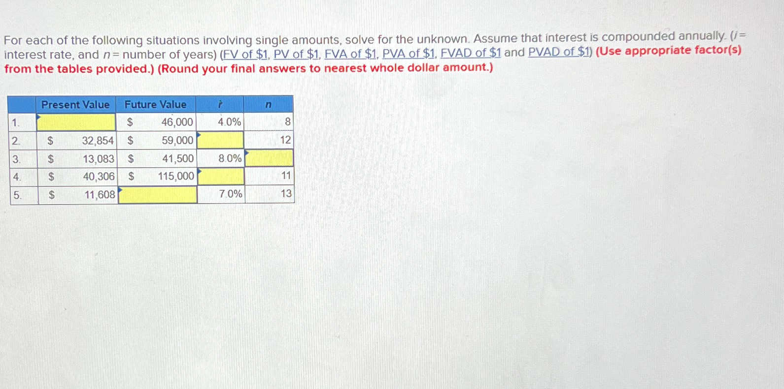 Solved For each of the following situations involving single | Chegg.com