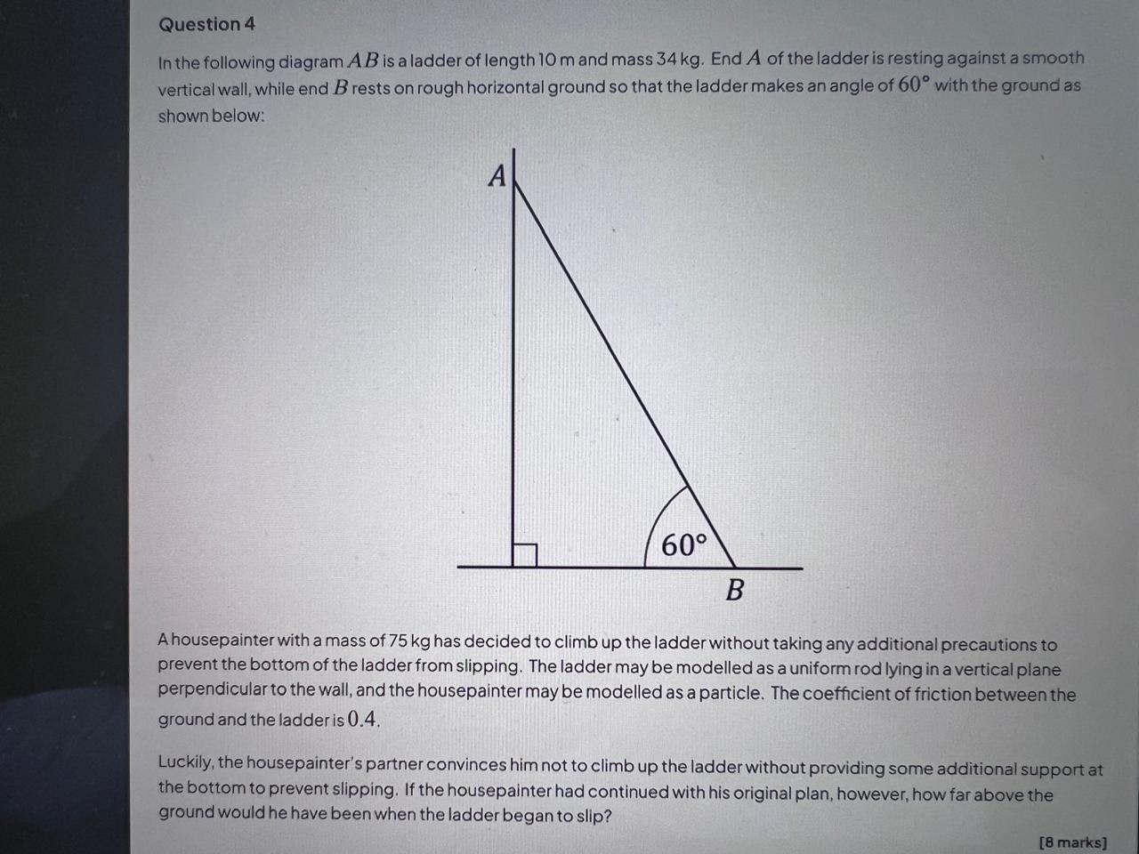 Solved Question 4In the following diagram AB ﻿is a ladder of | Chegg.com
