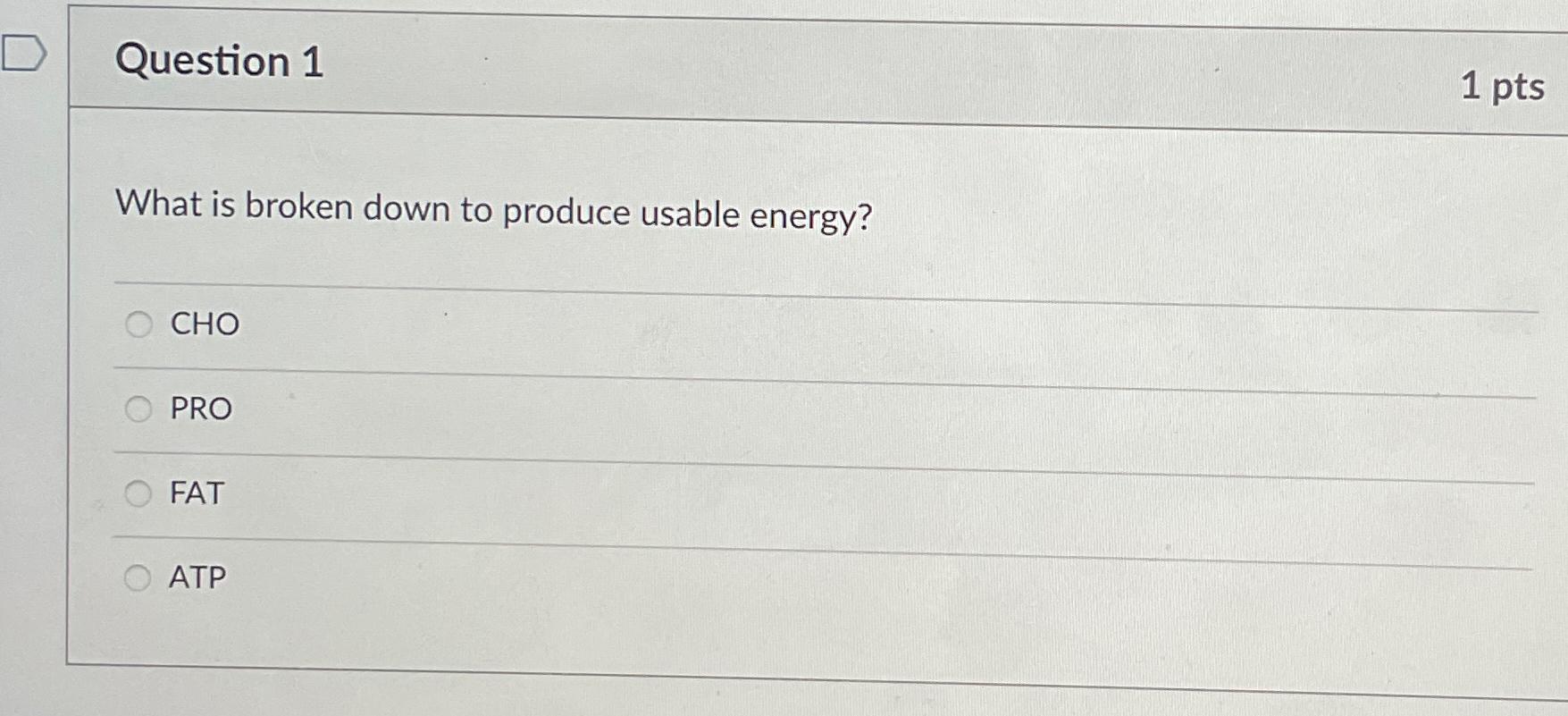 Solved Question 11ptsWhat is broken down to produce usable | Chegg.com