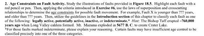 2. Age Constraints on Fault Activity. Study the | Chegg.com