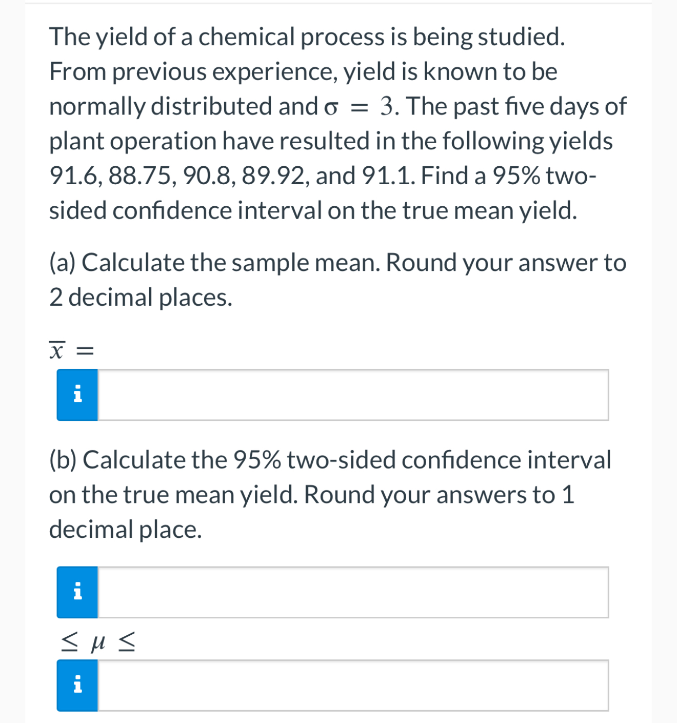 Solved The yield of a chemical process is being studied.From | Chegg.com