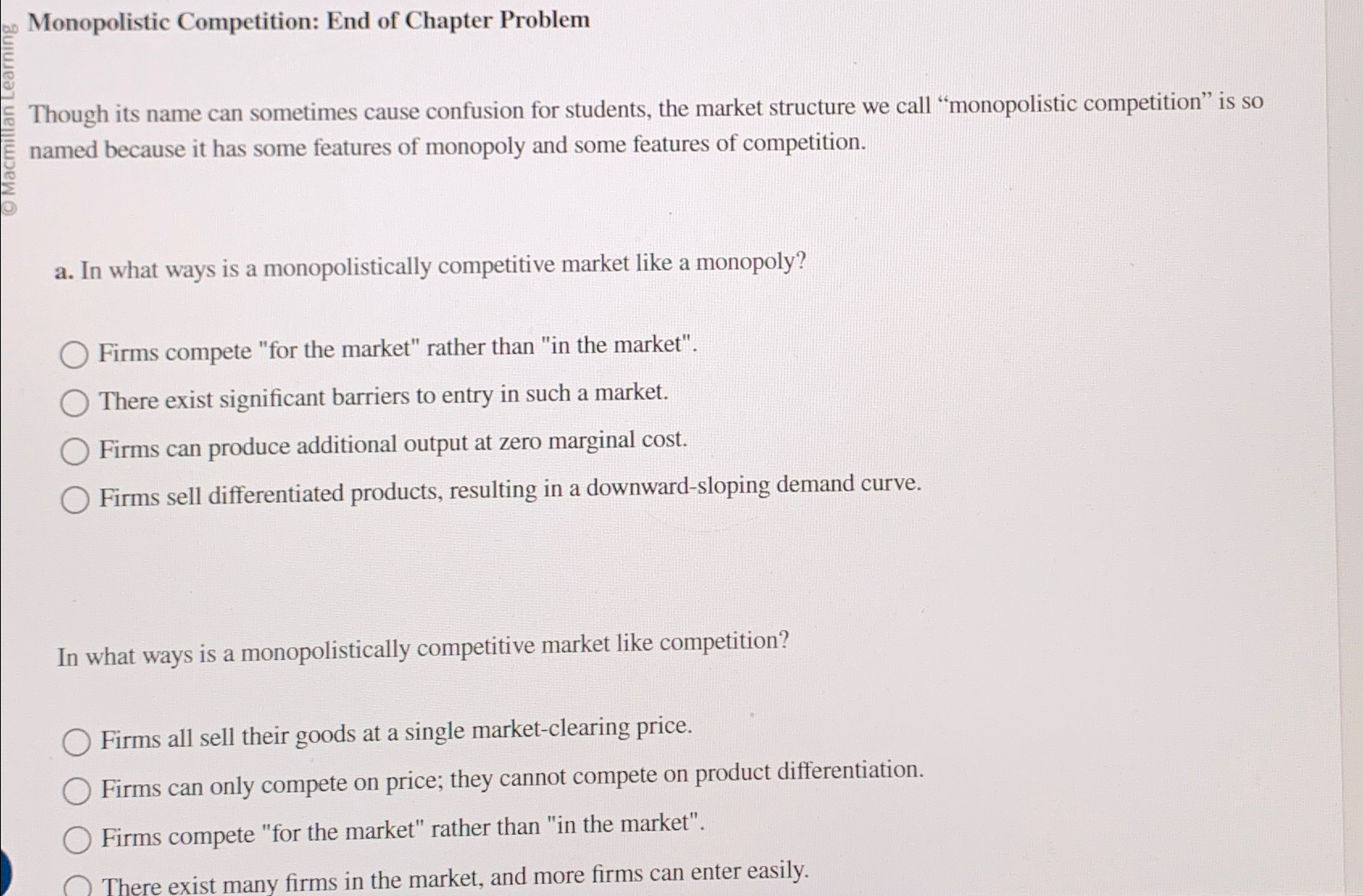 Solved Monopolistic Competition: End of Chapter | Chegg.com