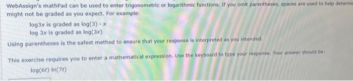 WebAssign's mathPad can be used to enter | Chegg.com