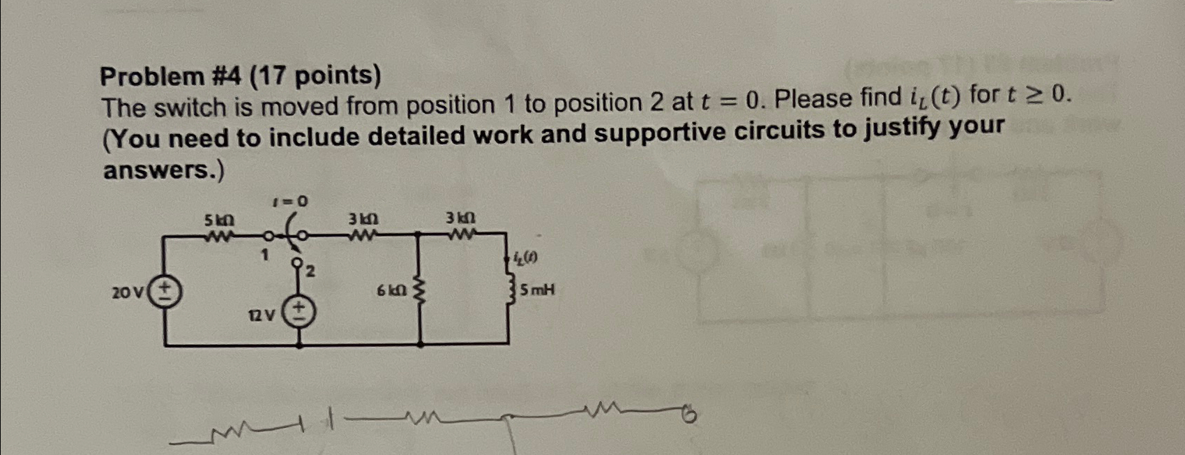 Solved Problem #4 (17 ﻿points)The switch is moved from | Chegg.com