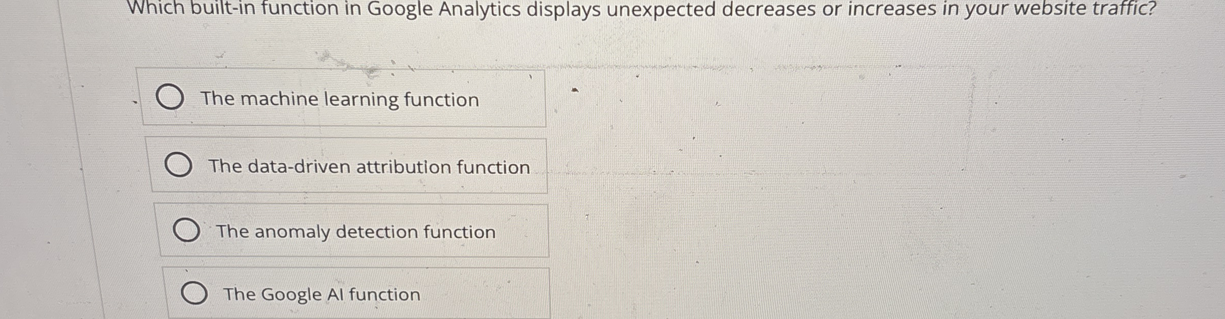 Solved Which built-in function in Google Analytics displays | Chegg.com
