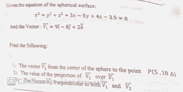 Solved Grvea The Equation Of The Spherical Surface