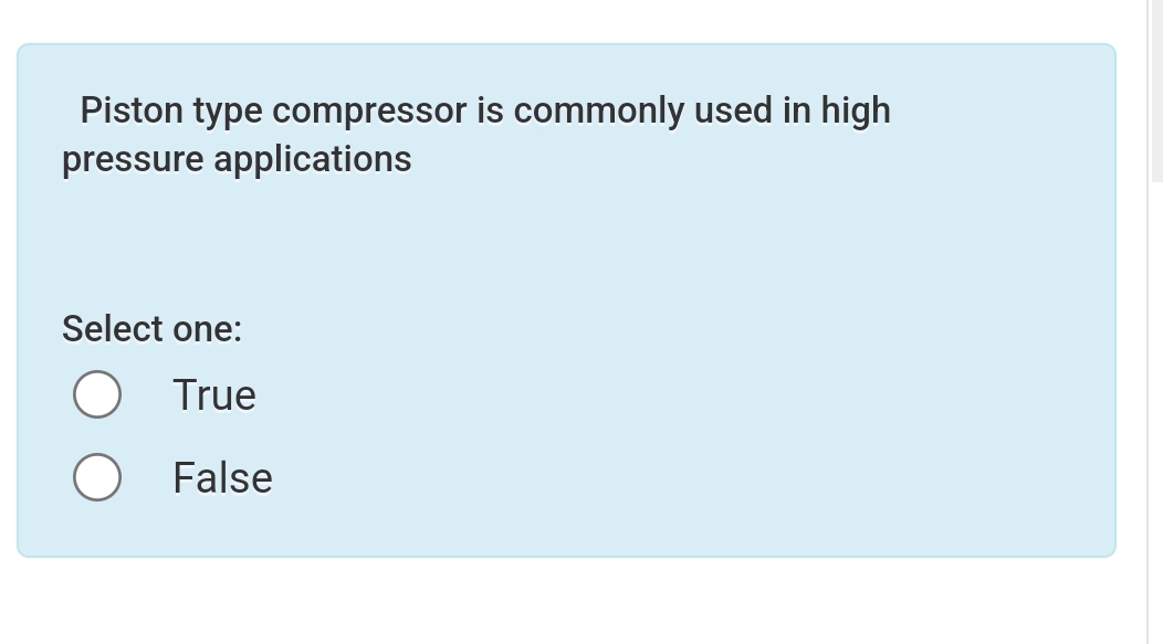 Solved Piston type compressor is commonly used in high | Chegg.com
